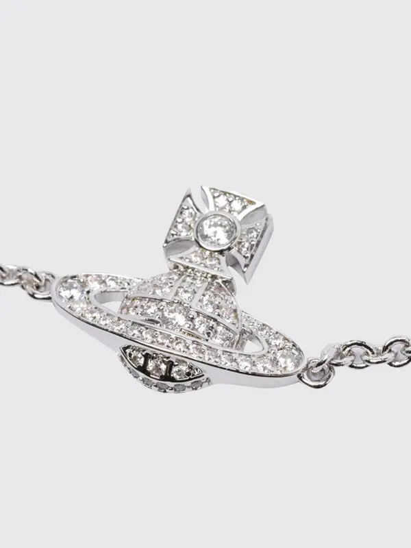 VIVIENNE WESTWOOD Orb Logo Crystal-embellished Chain Bracelet In Chrome-plated Brass