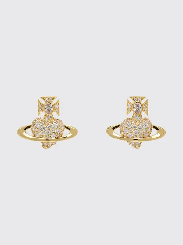 VIVIENNE WESTWOOD Orb Logo Crystal-embellished Brass Stud Earrings - Gold