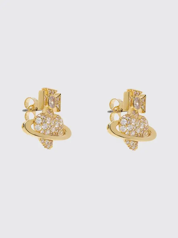 VIVIENNE WESTWOOD Orb Logo Crystal-embellished Brass Stud Earrings