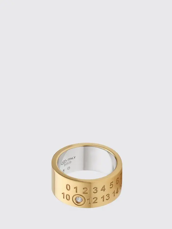 MAISON MARGIELA 925 Silver Band Ring With Crystals And Numeric Logo - Brown