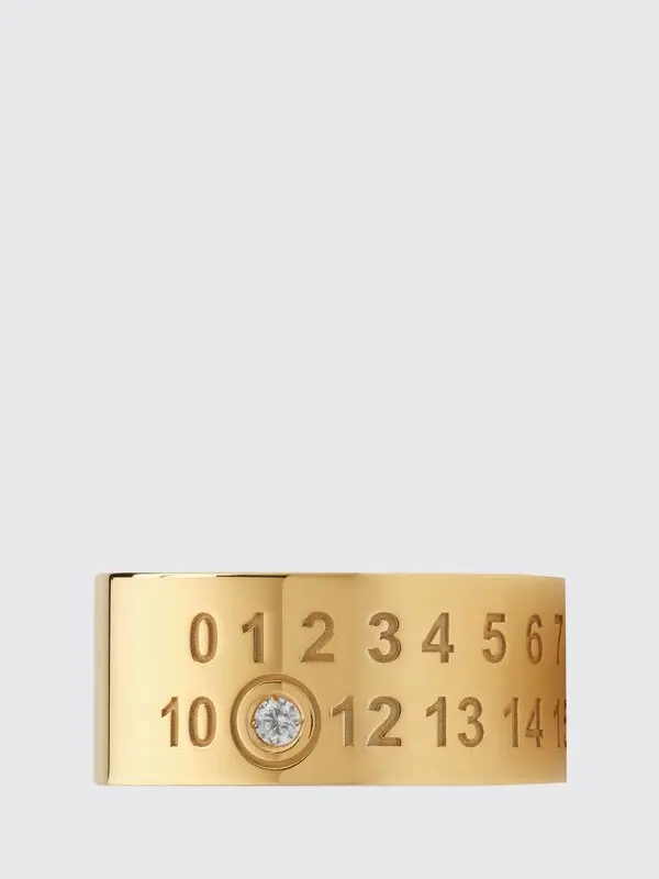 MAISON MARGIELA 925 Silver Band Ring With Crystals And Numeric Logo