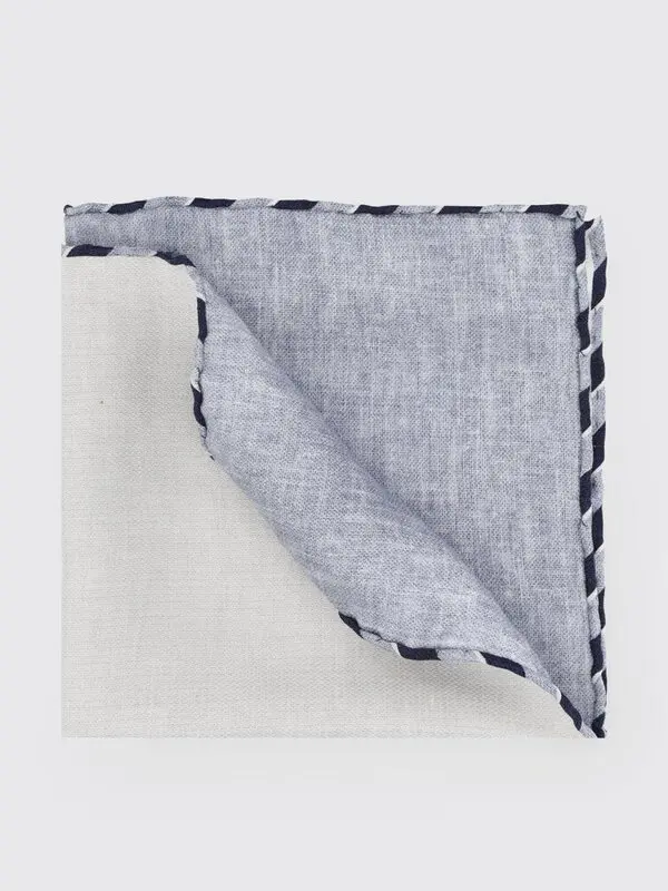 Brunello Cucinelli Bicolour Striped Silk Pocket Square - Beige