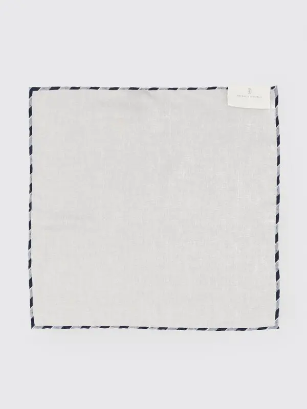 Brunello Cucinelli Bicolour Striped Silk Pocket Square - Beige