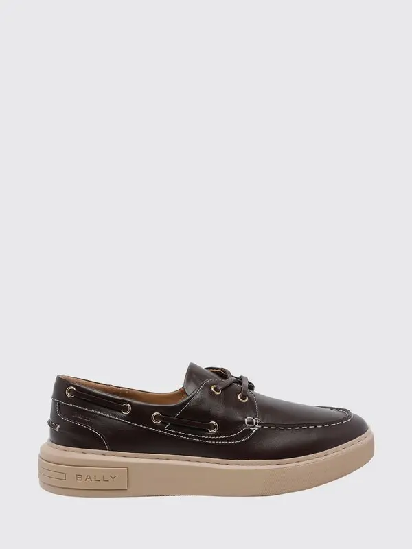Bally Smooth Calfskin Boat Shoes With Embossed Logo - Brown