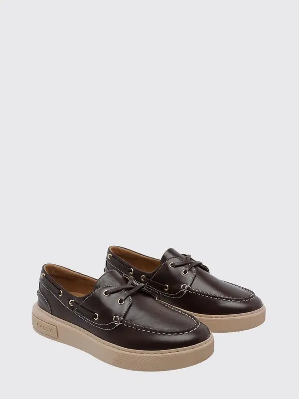 Bally Smooth Calfskin Boat Shoes With Embossed Logo