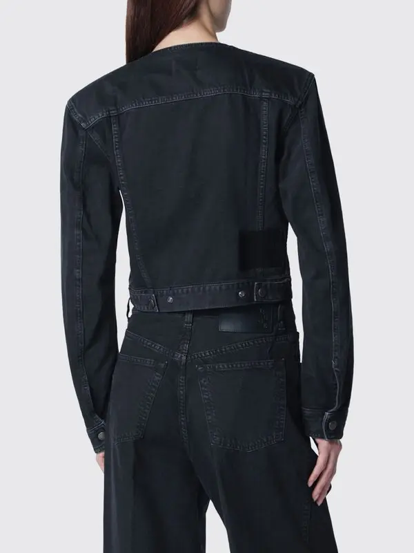 HAIKURE Cropped Cotton Denim Jacket With Padded Shoulders - Black