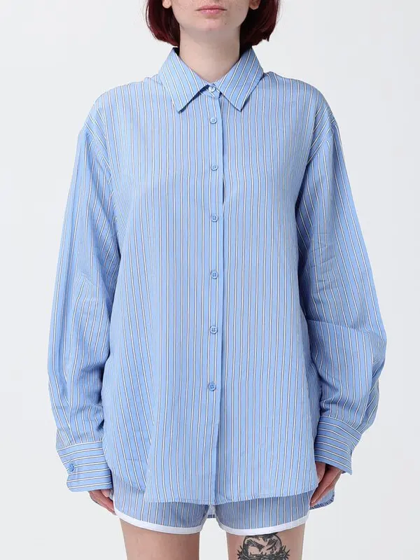THE FRANKIE SHOP Striped Relaxed Fit Shirt With Balloon Sleeves
