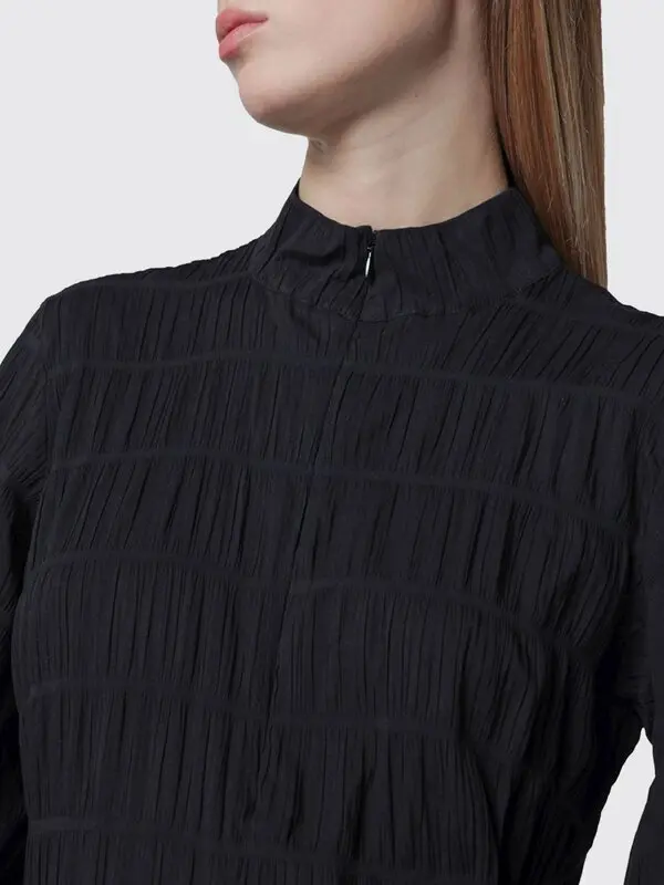 THELATEST Dalila Cotton Shirt With Balloon Sleeves And Mandarin Collar - Black