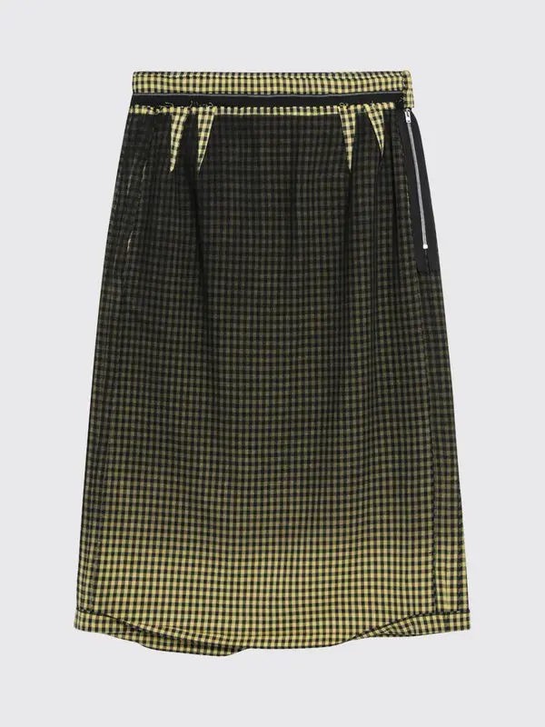 MAISON MARGIELA Flared Check Virgin Wool Midi Skirt