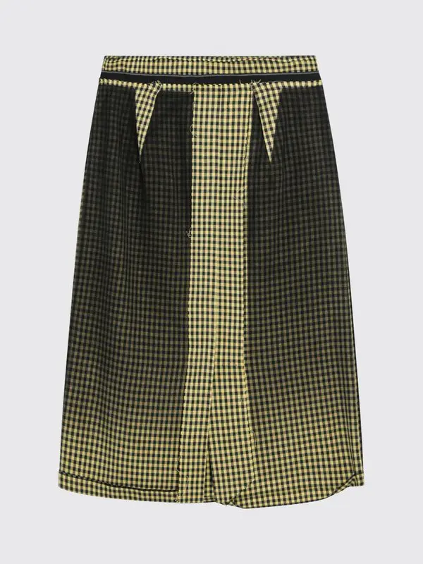 MAISON MARGIELA Flared Check Virgin Wool Midi Skirt