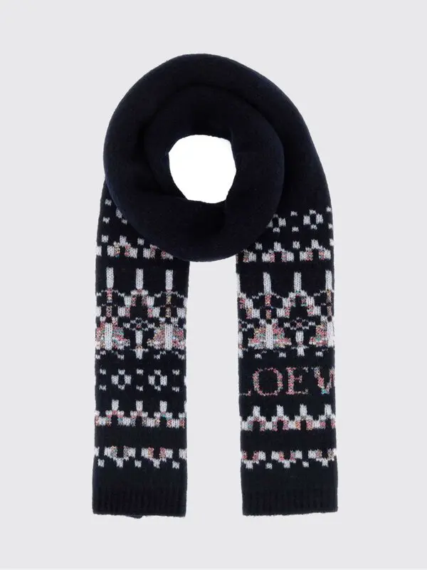 Loewe Rectangular Wool-blend Scarf With Jacquard Logo - Multicolor
