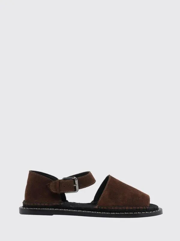 CastaÑer Suede Flat Sandals With Adjustable Ankle Strap