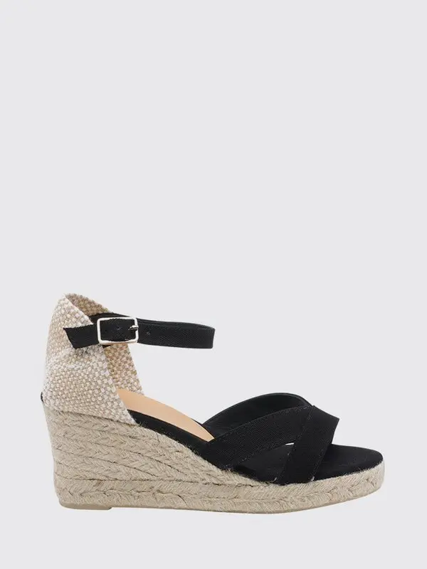 CastaÑer Bruna Mid-wedge Canvas Espadrilles With Adjustable Ankle Strap - Black