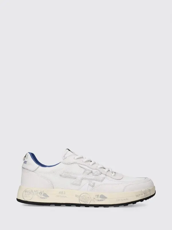 Premiata Nous Suede And Mesh Low-top Sneakers With Applied Logo