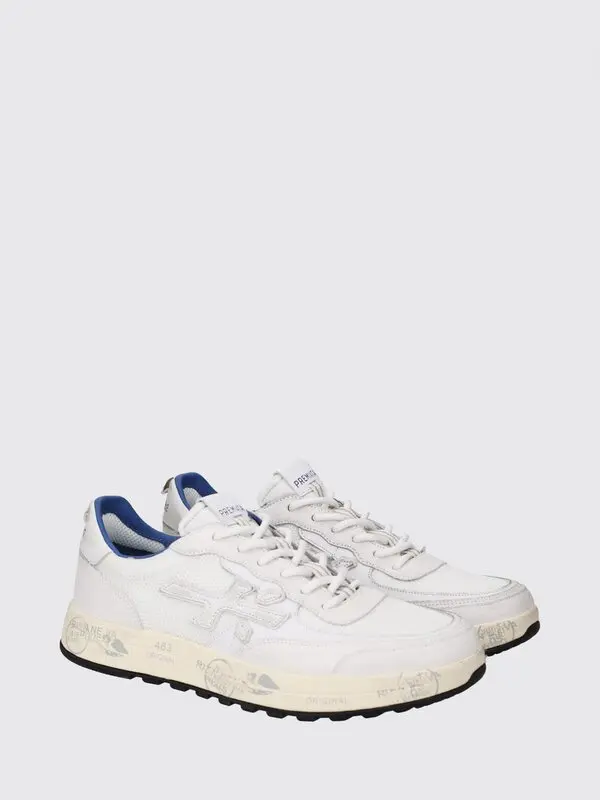 Premiata Nous Suede And Mesh Low-top Sneakers With Applied Logo