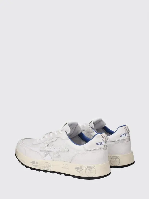 Premiata Nous Suede And Mesh Low-top Sneakers With Applied Logo