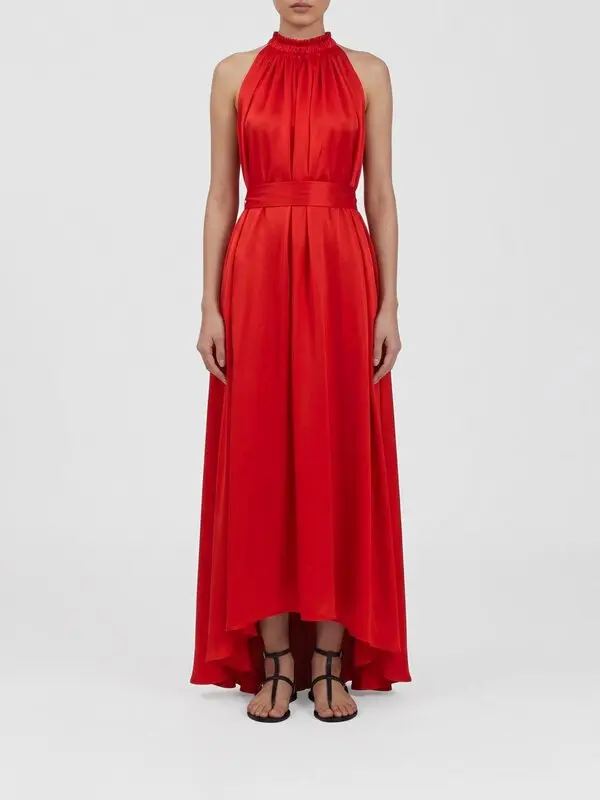 SA SU PHI Cotton Blend Halterneck Off-the-shoulder Maxi Dress - Red