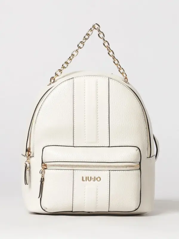 Liu Jo Faux Leather Backpack With Metallic Mesh Top Handle - Cream