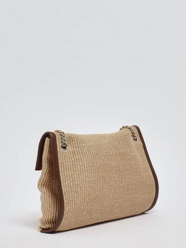 Orciani Woven Shoulder Bag With Chain Strap