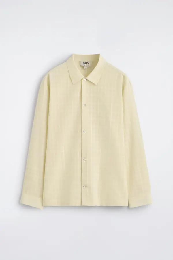 Cos Checked Cotton Jacquard Shirt - Yellow