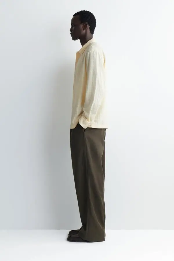 Cos Checked Cotton Jacquard Shirt - Yellow