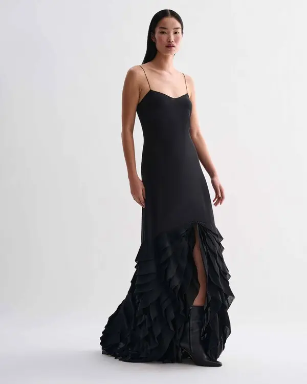 Veronica De Piante Calista Georgette Gown - Black