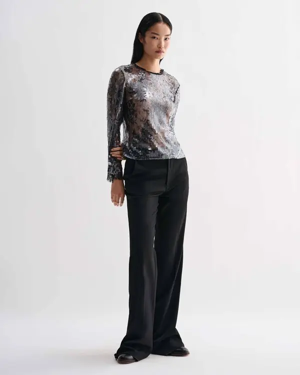 Veronica De Piante Dalia Sequin Lace Top - Black