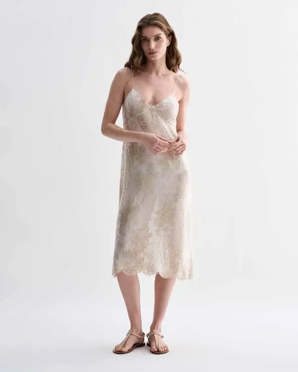 Veronica De Piante Aya Sequin Lace Slip Dress