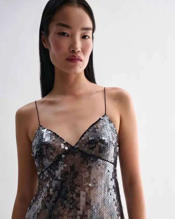 Veronica De Piante Aya Lace Sequined Slip Dress
