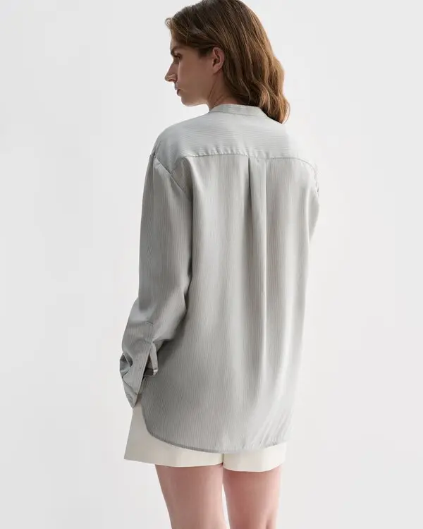 Veronica De Piante Silk Pinstripe Daisy Shirt