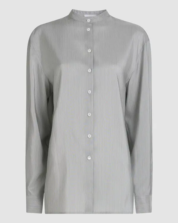 Veronica De Piante Silk Pinstripe Daisy Shirt