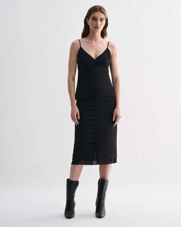 Veronica De Piante Lina Camisole In Georgette - Black