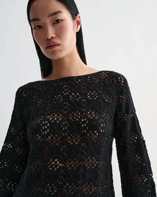 Veronica De Piante Elodie Silk Crochet Top