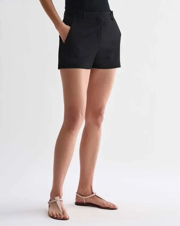 Veronica De Piante Silk Twill Tailored Shorts - Black