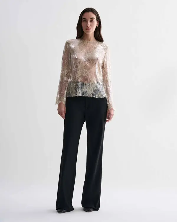 Veronica De Piante Dalia Top In Lace Sequins - Gold