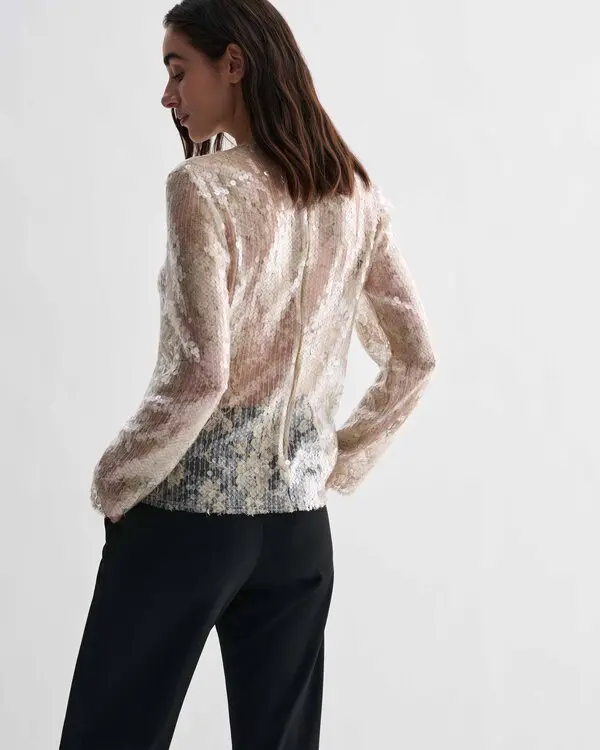 Veronica De Piante Dalia Lace Sequin Top - Gold