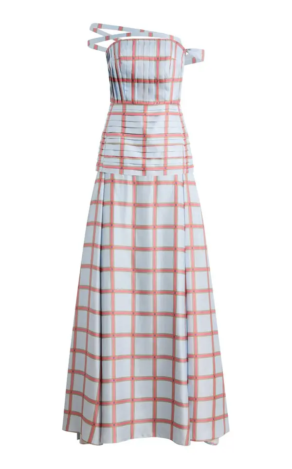 EMILIA WICKSTEAD Estella Grid Wool Maxi Dress