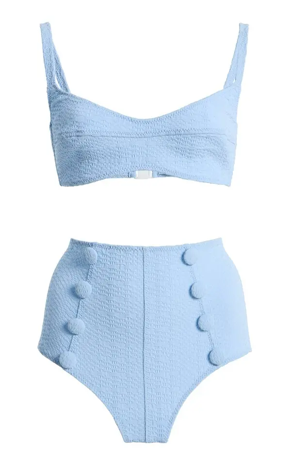 Lisa Marie Fernandez Seersucker Balconette High-waist Bikini - Blue