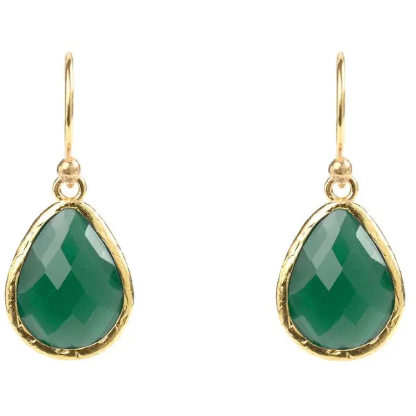 LATELITA 18ct Gold Plated Sterling Silver Green Onyx Drop Earrings - Gold/green