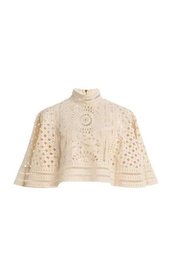 Zimmermann Indra Embroidered Cotton Cape - Ivory