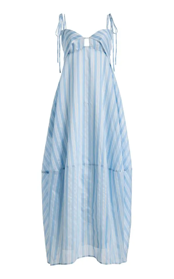 Simkhai Melly Yarn-dyed Striped Midi Dress - Blue