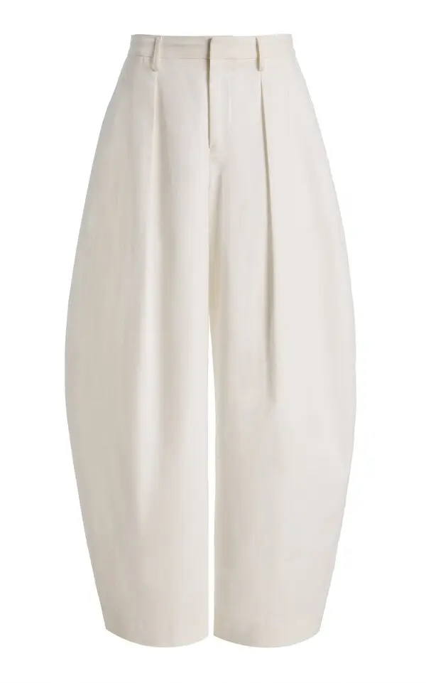 Staud Elias Cotton-blend Wide-leg Pants - White