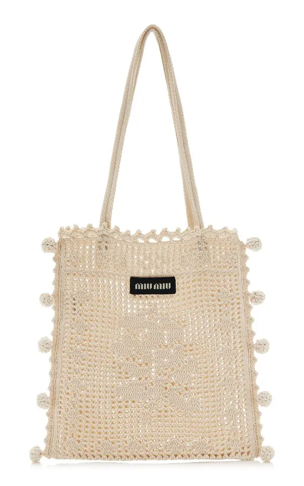 Miu Miu Crochet Mini Tote Bag - White