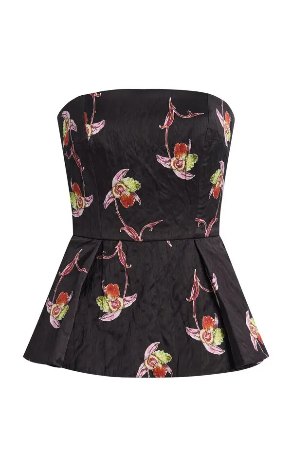 EMILIA WICKSTEAD Floral Satin Peplum Top