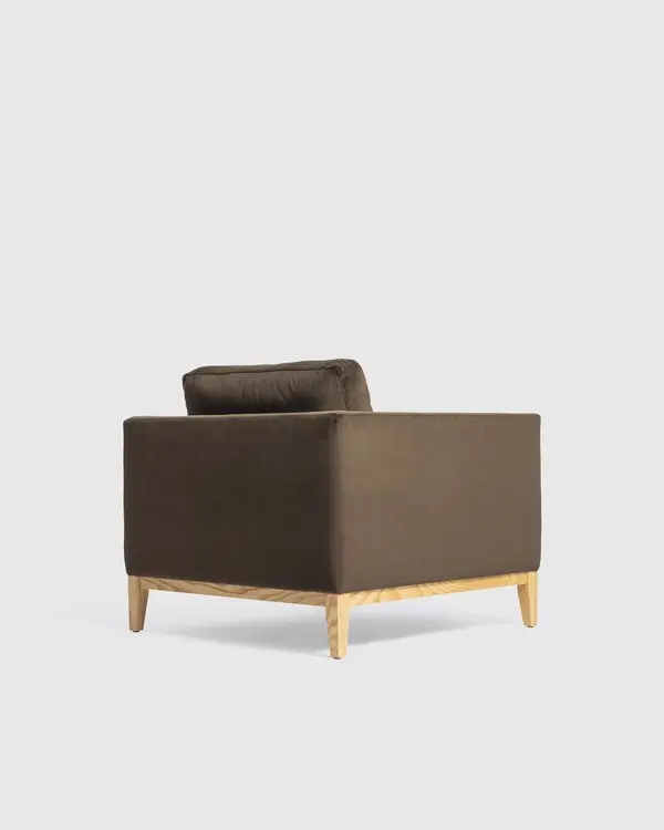 Quince Performance Velvet Accent Chair With Solid Oak Base