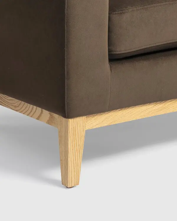 Quince Performance Velvet Accent Chair With Solid Oak Base