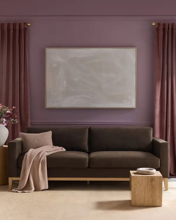 Quince Performance Velvet Sofa With Solid Oak Base