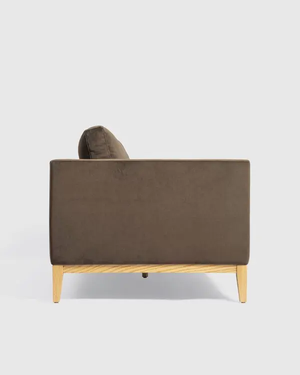Quince Performance Velvet Sofa With Solid Oak Base