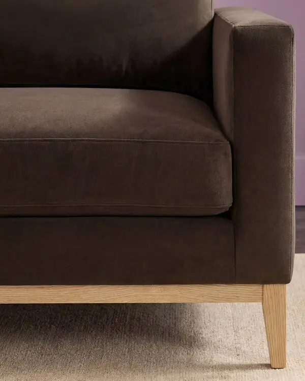 Quince Performance Velvet Sofa With Solid Oak Base