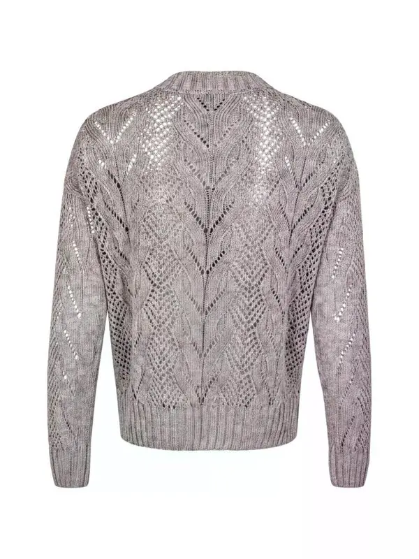 D.exterior Pointelle Knit V-neck Sweater